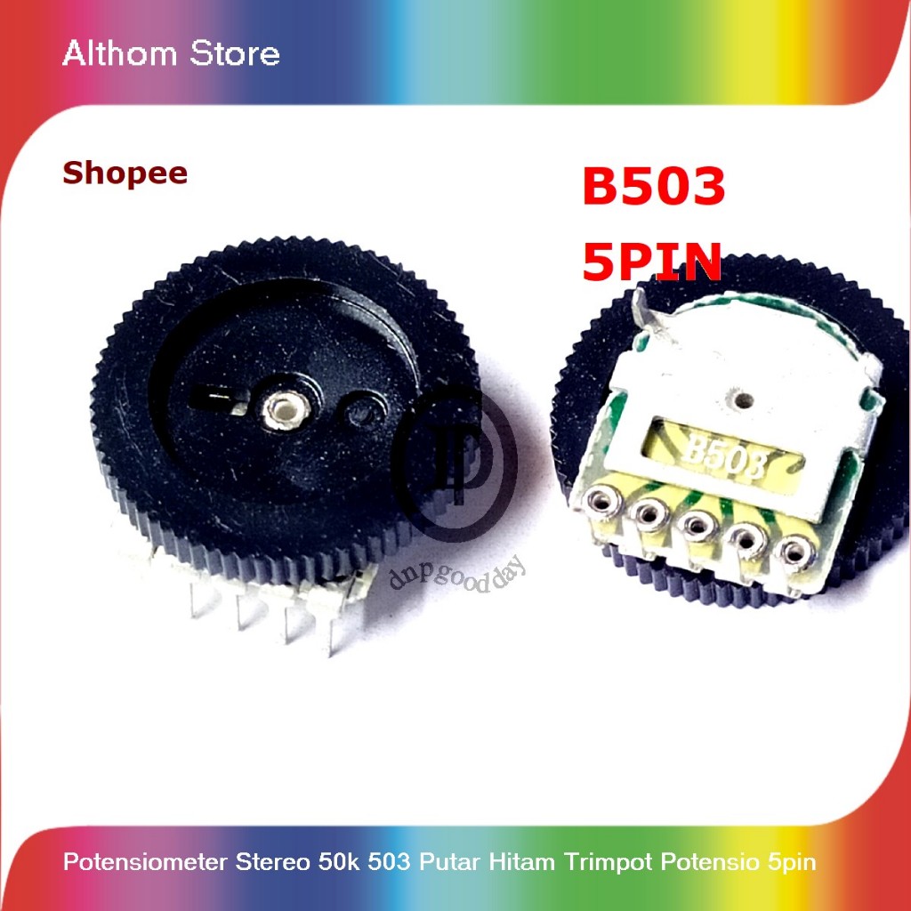 Jual potensiometer stereo 50k 503 putar hitam trimpot potensio 5pin ...