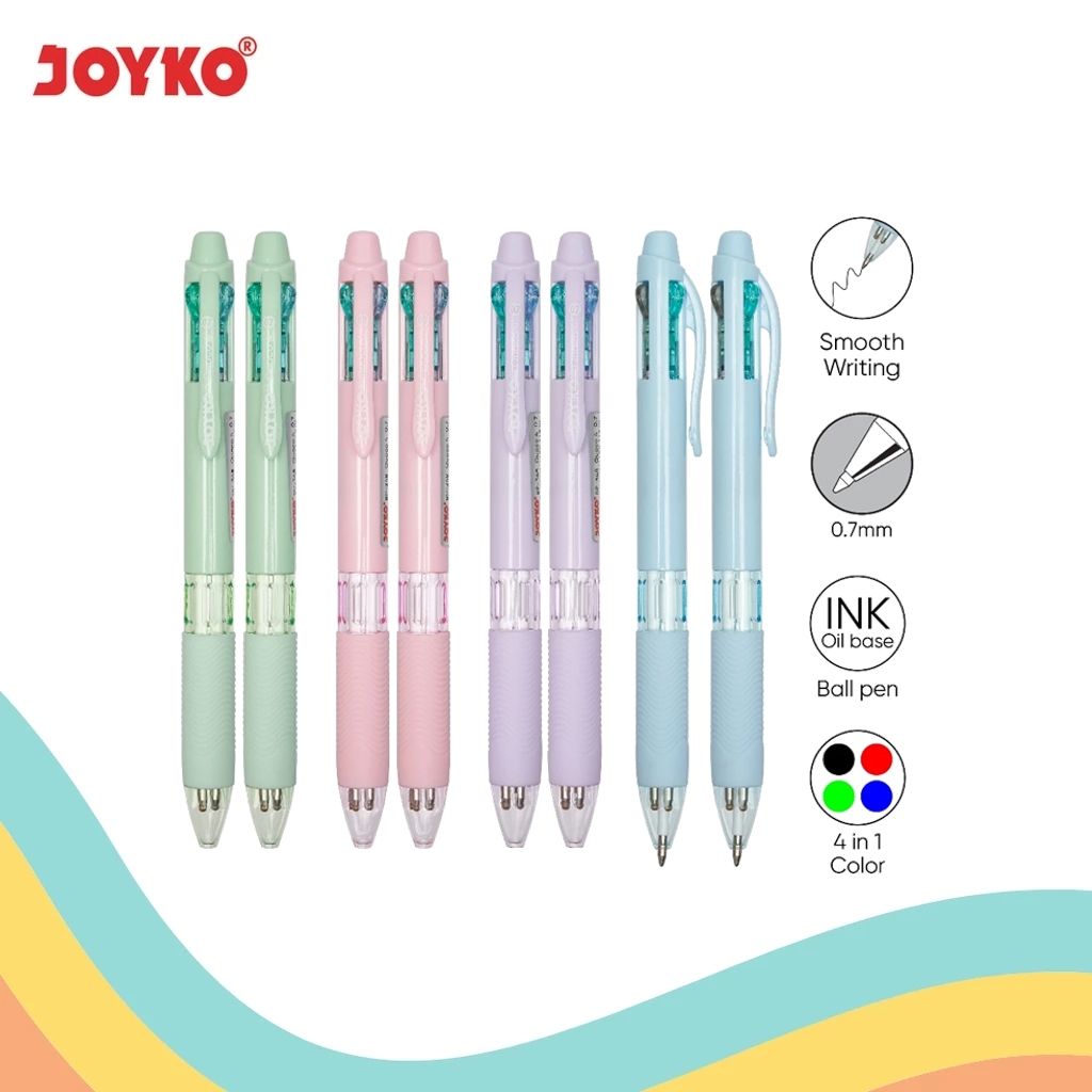 Jual BALLPOINT 4 WARNA JOYKO BP-348 QUACO (1 PCS) | Shopee Indonesia