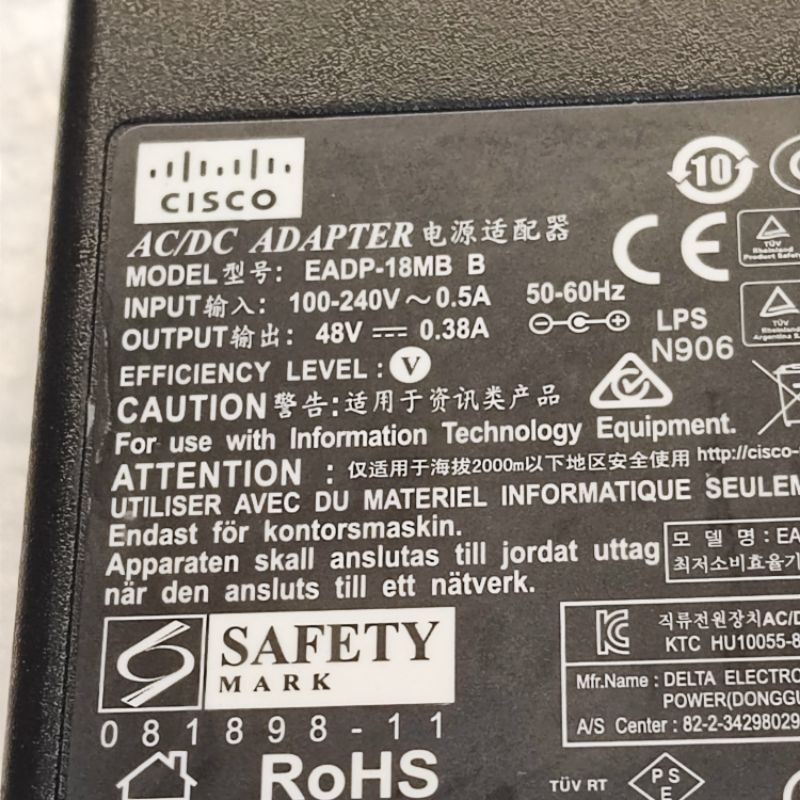 Jual Adaptor CISCO EADP-18MB B 48V 0,38A Jack 5,5mm | Shopee Indonesia