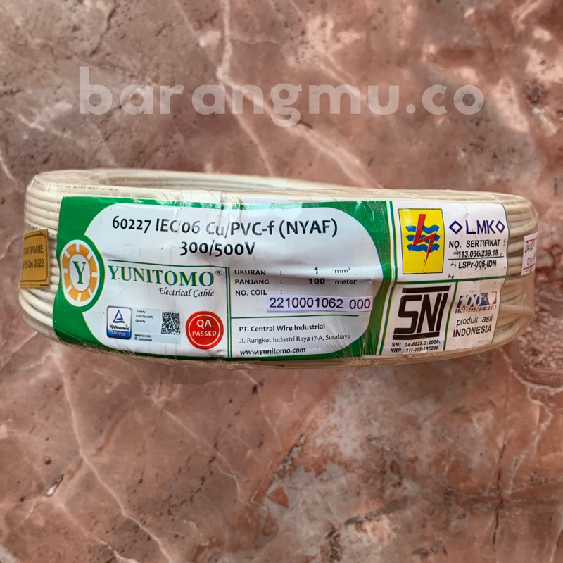 Jual KABEL NYAF 1MMx100METER YUNITOMO SNI LMK | Shopee Indonesia