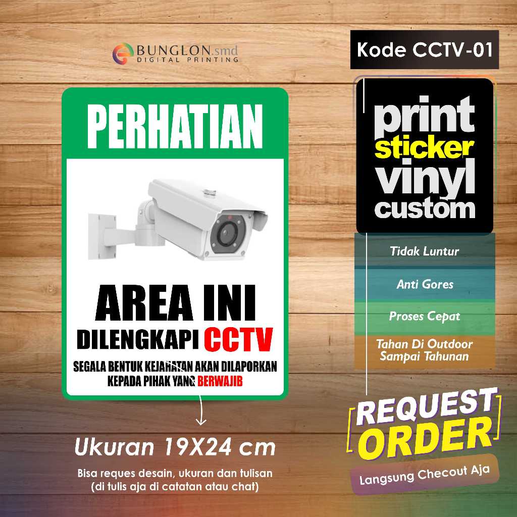 Jual STIKER PERHATIAN AREA INI DILENGKAPI CCTV + LAMINASI KODE CCTV-01 HIJAU | Shopee Indonesia