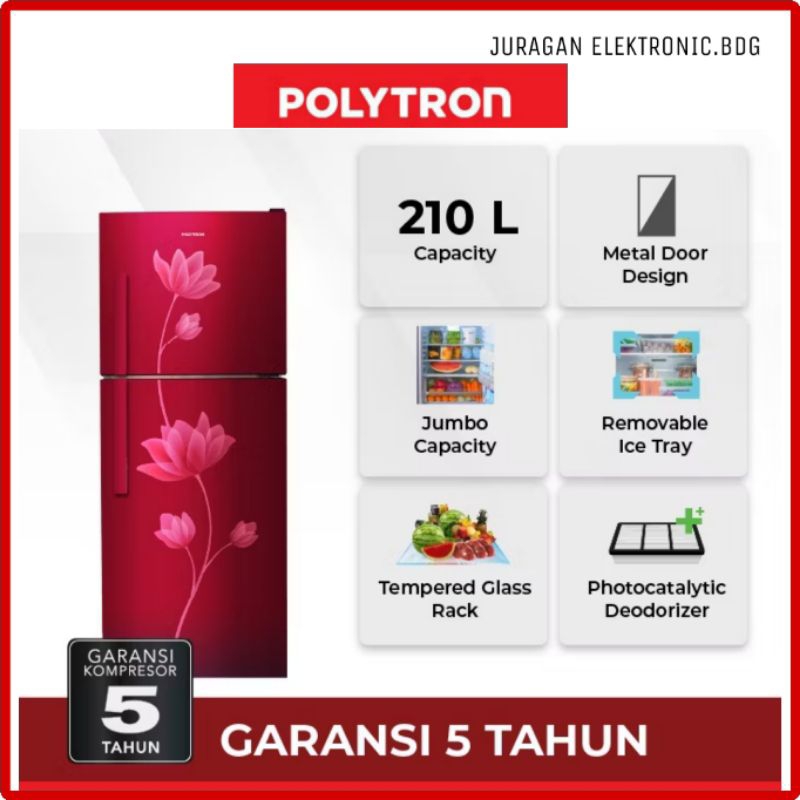 Jual Kulkas POLYTRON Beauty metal door 2 pintu 210 liter PRB 219 R/B ...