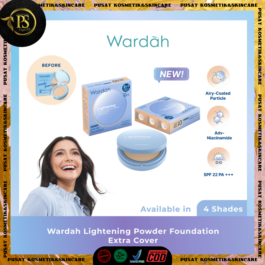 Jual New ! Wardah Lightening Powder Foundation Extra Cover Series Full ...