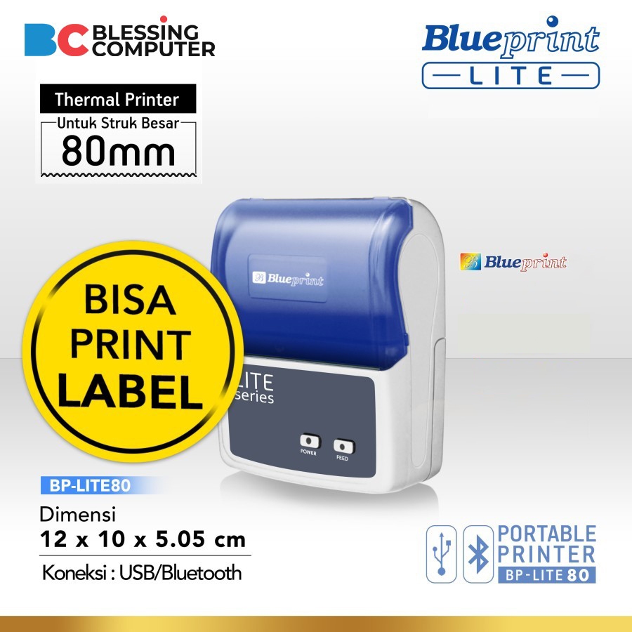 Jual Printer Label BLUEPRINT BP-LITE80 Thermal Portable Bluetooth+Usb ...