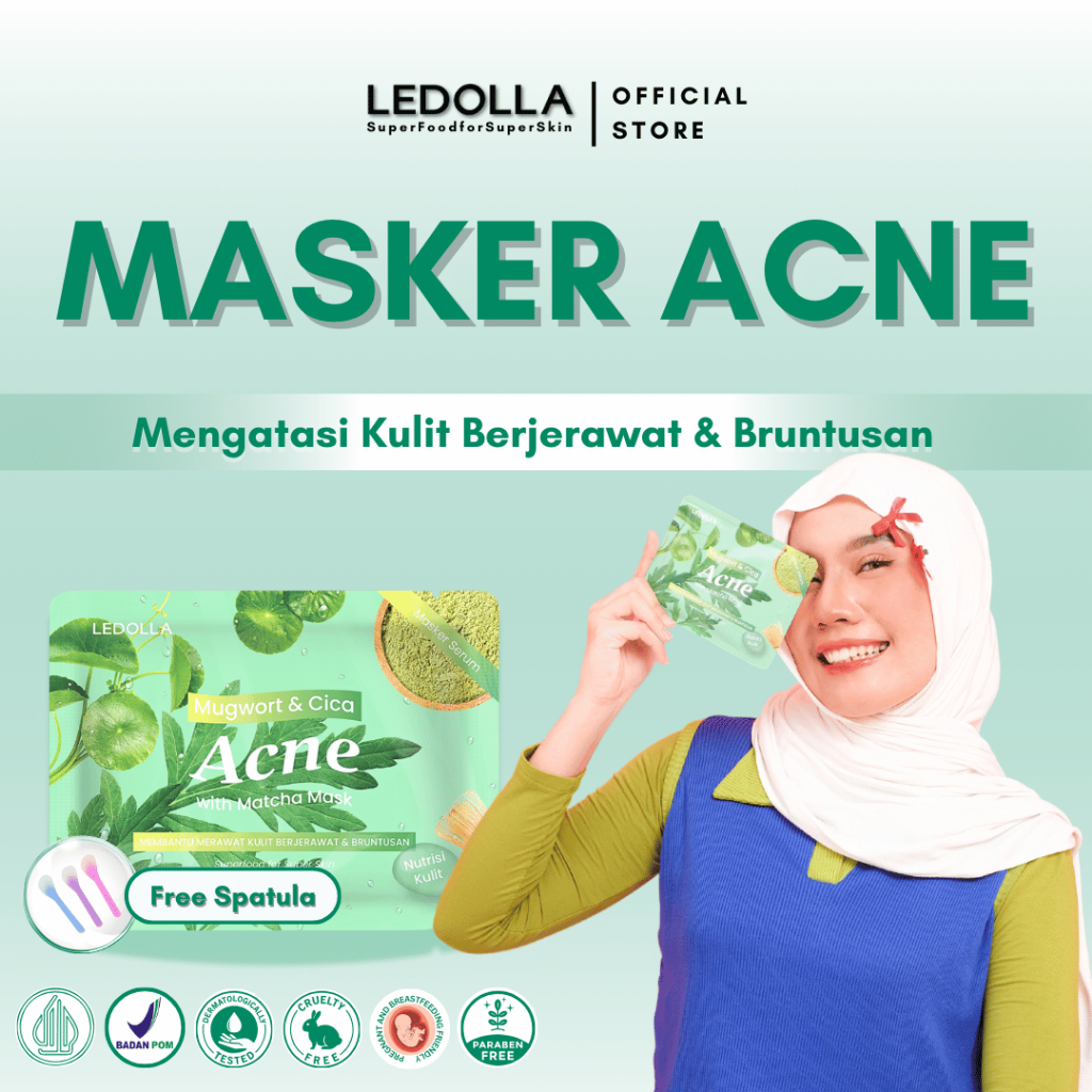 Jual LEDOLLA - Masker Wajah Acne Mugwort & Centella | Masker Organik ...