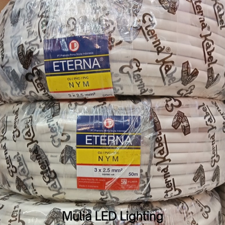 Jual Eterna Cable/Kabel NYM 3x2,5 mm @50 Meter/Rol, Kabel Tembaga 3 x 2.5 / 3x2.5 PUTIH TUNGGAL ...