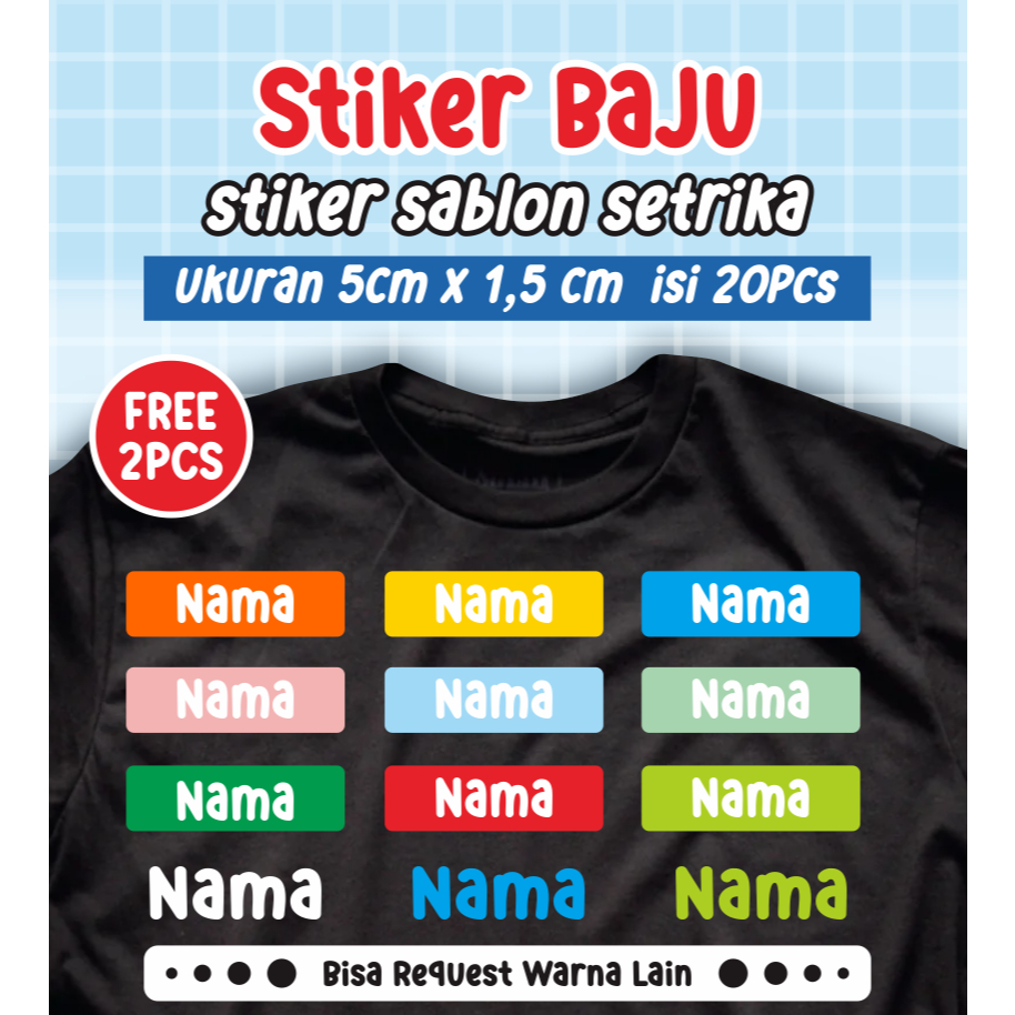 Jual (22PCS) STIKER BAJU NAMA ANAK DTF | SABLON BAJU NAMA CUSTOM MURAH ...
