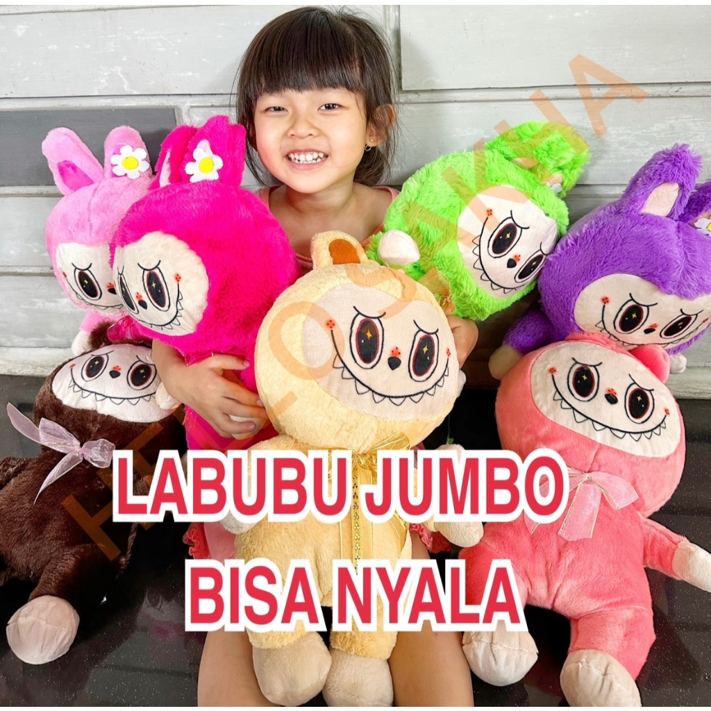 Jual MAINAN BONEKA LABUBU JUMBO LAMPU LED LIGHT BULU BULU MENYALA KELAP ...