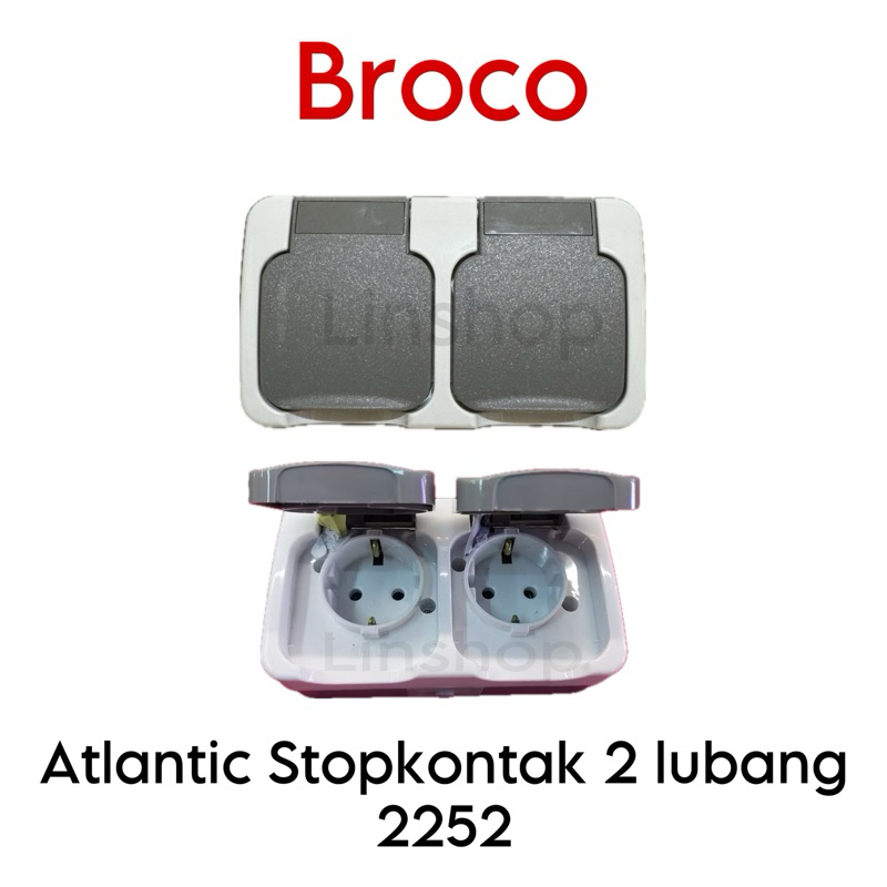 Jual BROCO STOPKONTAK ATLANTIC 2 GANG HORIZONTAL WEATHERPROOF 2252 ...