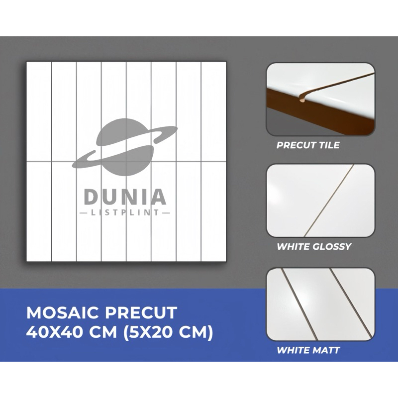 Jual Precut Nat Palsu Keramik 40x40 - Putih Glossy 5x20 | Shopee Indonesia