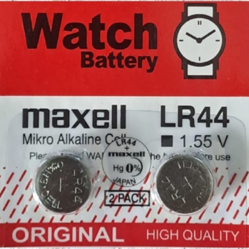 Jual Baterai Maxell LR44 A76 Alkaline Batrai 1.55V per strip isi 2 pcs | Shopee Indonesia
