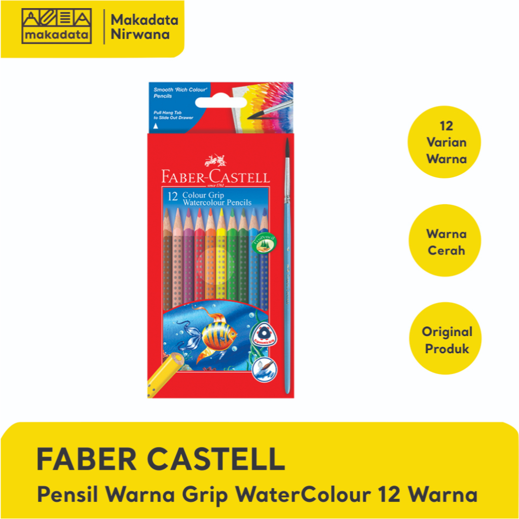 Jual FABER CASTELL PENSIL/PENCIL WARNA GRIP WATERCOLOUR 12 WARNA (1 PCS ...
