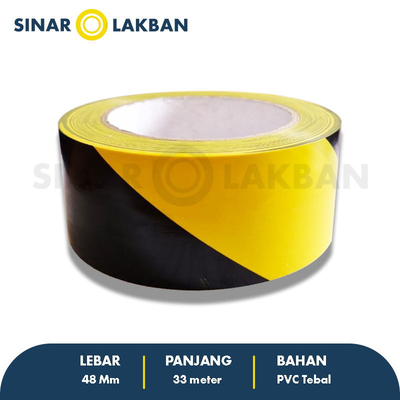 Jual Lakban Police Line /PVC Marking Tape /Lakban Lantai Hitam Kuning 48 mm x 33 Meter SINAR ...