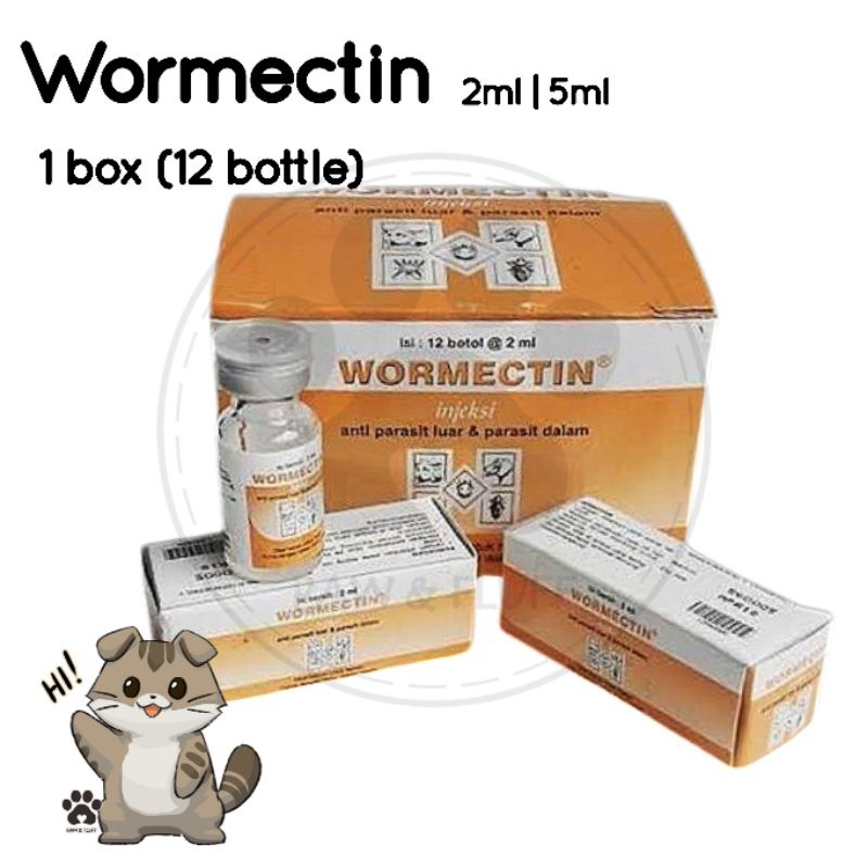 Jual Wormectin 2ml, 5ml 1box (12pcs) Anti Parasit Jamur Kutu Scabies Cacing Anjing Kucing ...