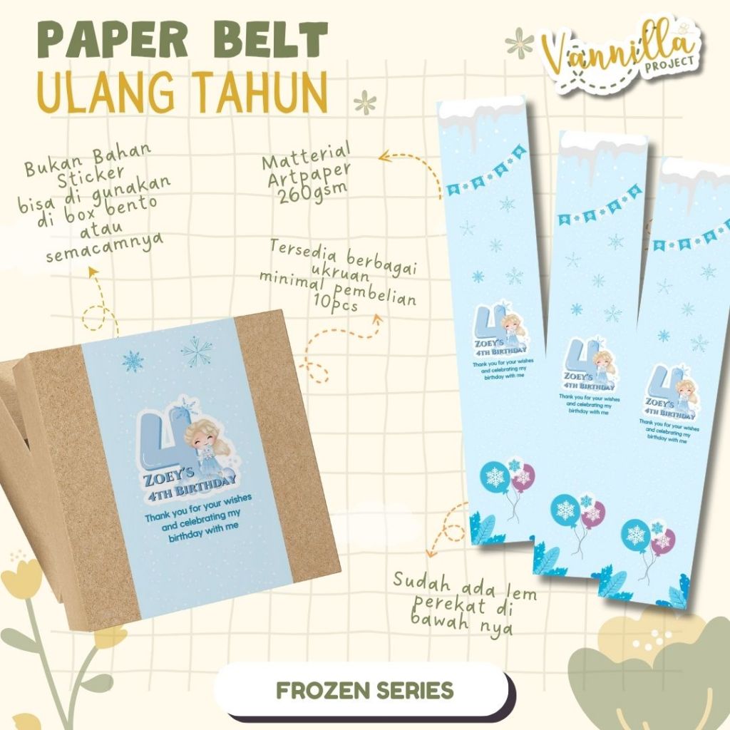 Jual Paperbelt FROZEN Paper Belt Bento Custom Paper Belt Idul Fitri ...