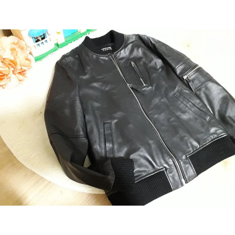 Jual Leather Jacket Jaket Kulit Varsity Bomber Italy Lambskin Unisex ...