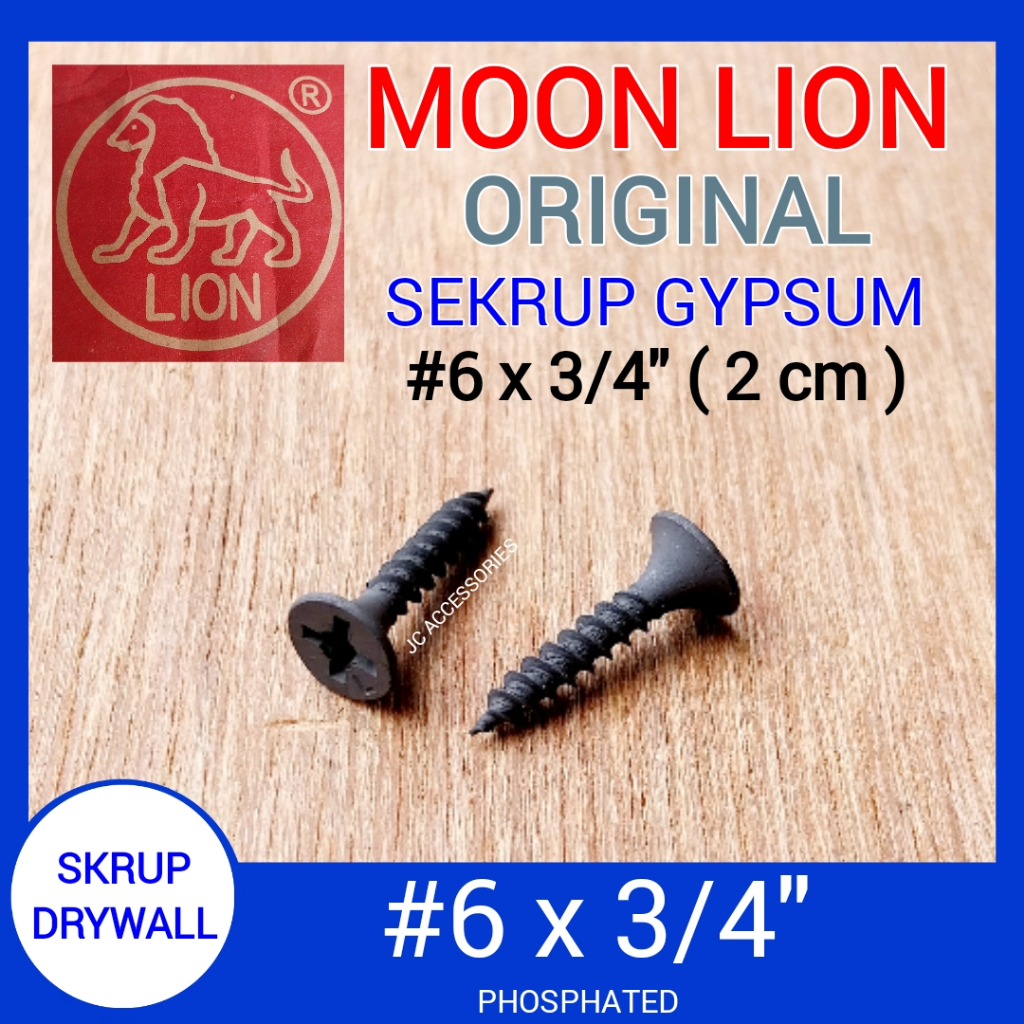 Jual [ 1 PACK = 50 PCS ] SEKRUP GYPSUM 6x3/4” ( 2 CM ) MOON LION ...