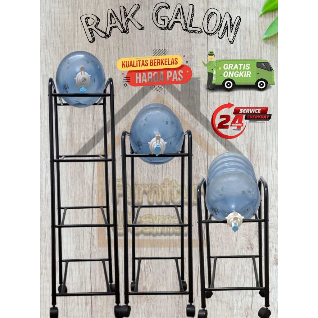 Jual Rak Galon Susun 4 Tempat Galon Susun Besi Roda | Shopee Indonesia