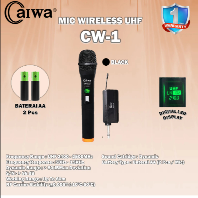 Jual Microphone Mic Wireless CAIWA CW-1 / CAIWA CW-1 / CW1 UHF Single ...