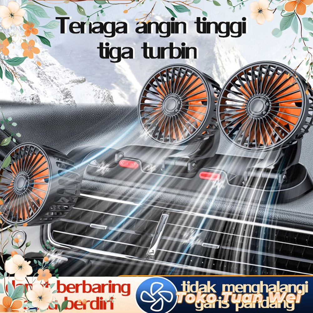 Jual Kipas Angin Mobil 12V/24V 3 kepala dingin ac truk Tiga kepala ...