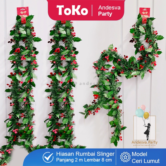 Jual Slinger Natal Buah Cery / Dekorasi Hiasan Rumbai Natal Slinger ...