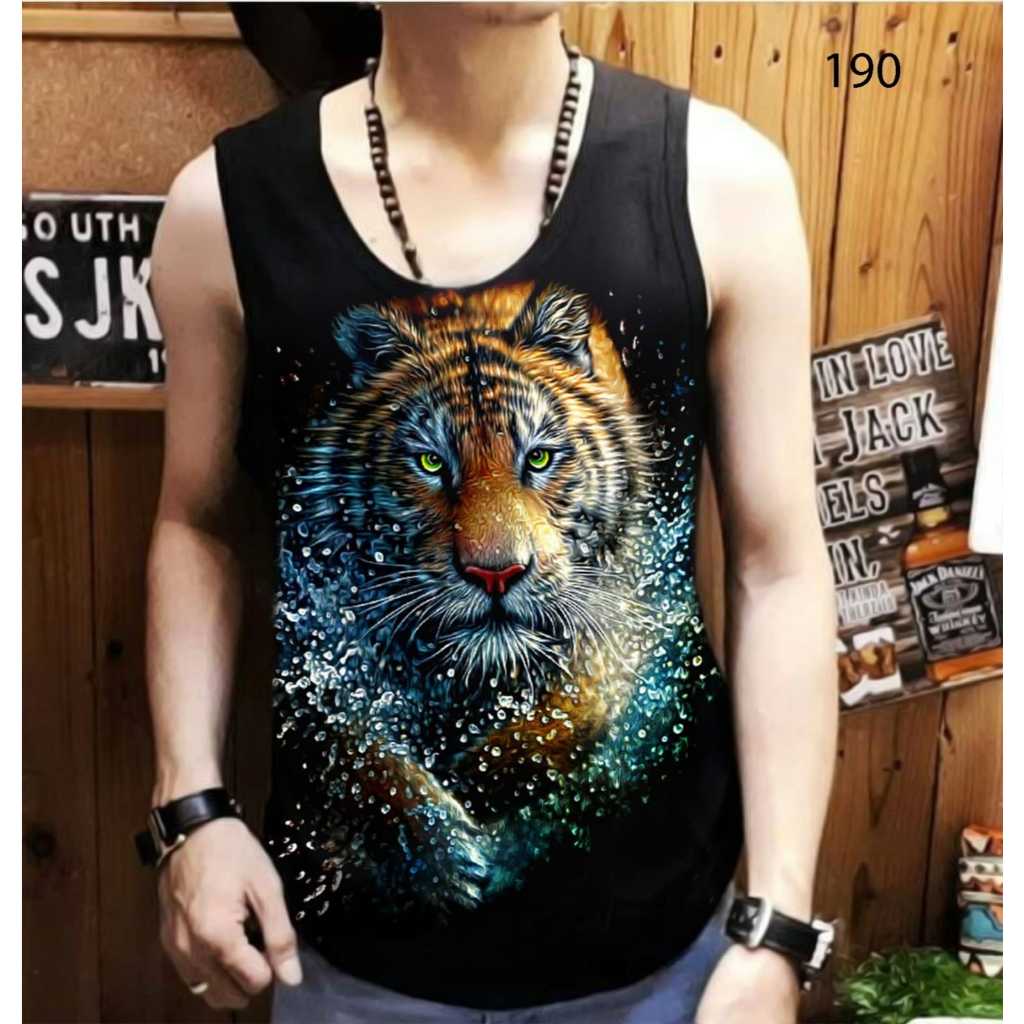 Jual Singlet Pria Hitam Santai Dan Gym Motif Macan Mc 29 Air | Shopee ...