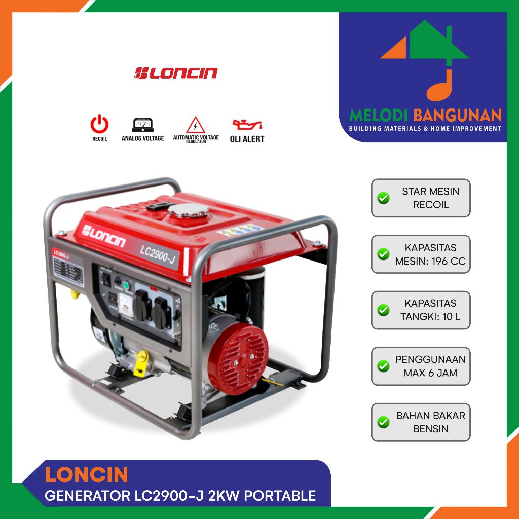 Jual Loncin - Mesin Genset Generator Listrik Bensin Lc 2900 J Lc2900J ...