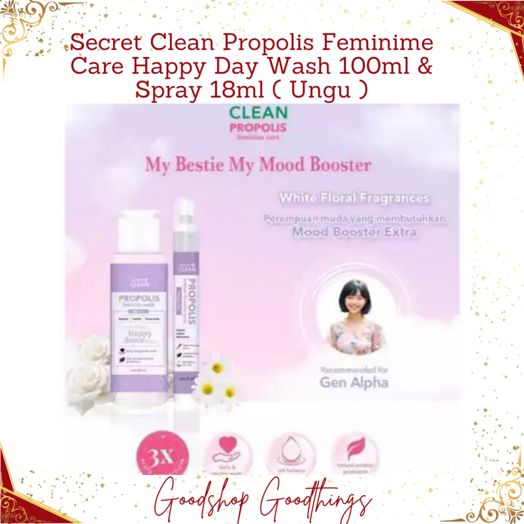 Jual Secret Clean Propolis Feminime Care Happy Day Wash 100ml & Spray ...