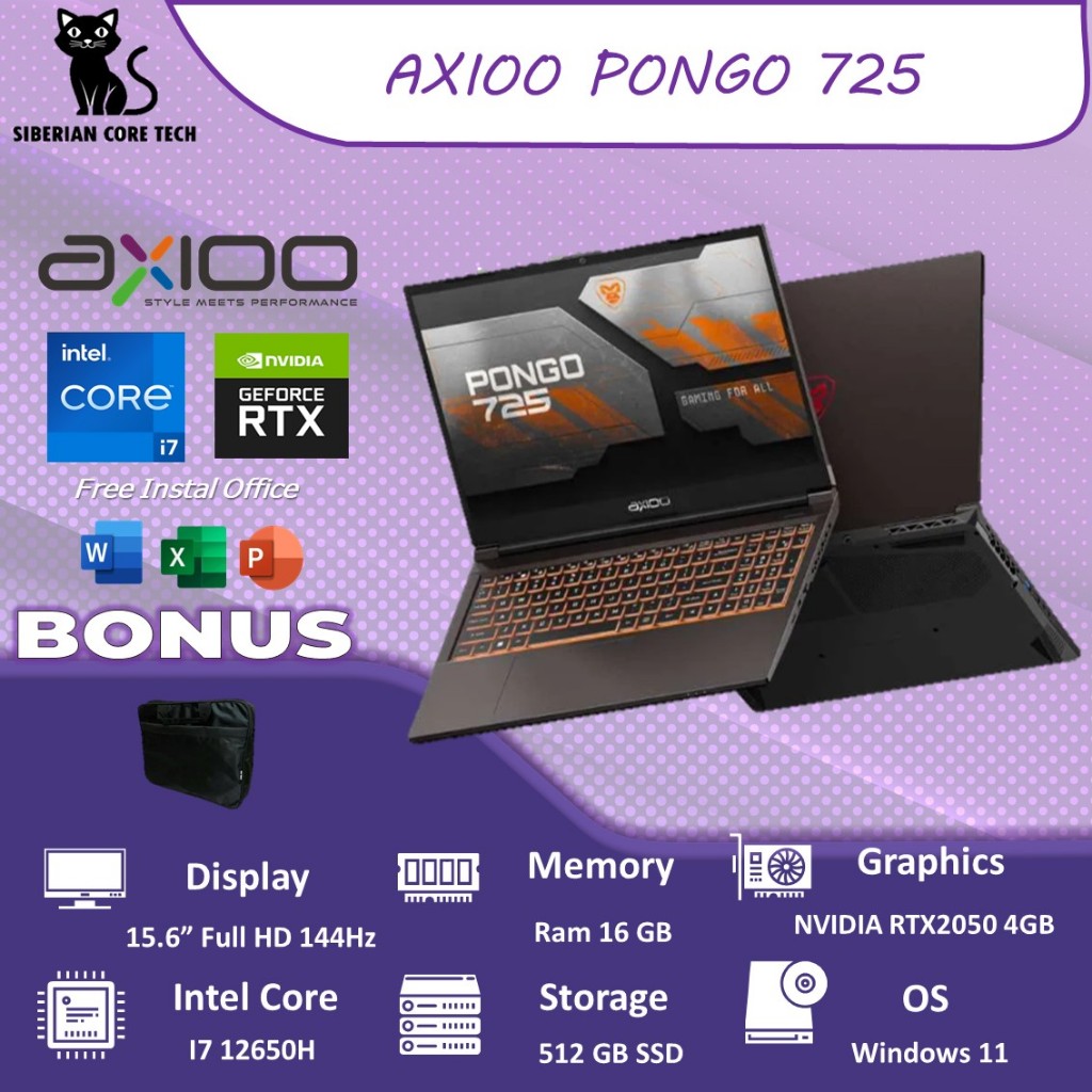 Jual AXIOO PONGO 725 I7 12650H RTX2050 4GB | RAM 16GB 512SSD WINDOWS 15 ...