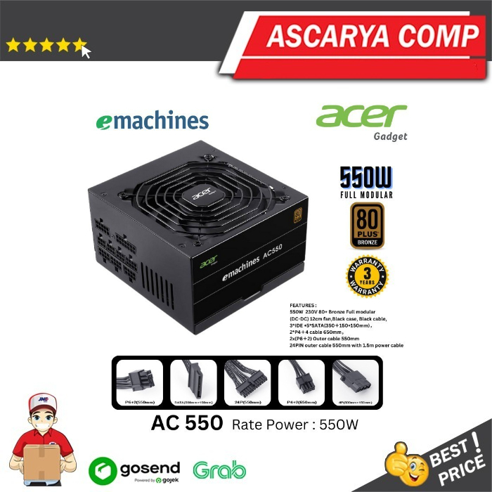 Jual Power Supply ACER Emachines AC550 - 550W 80+ BRONZE MODULAR ...