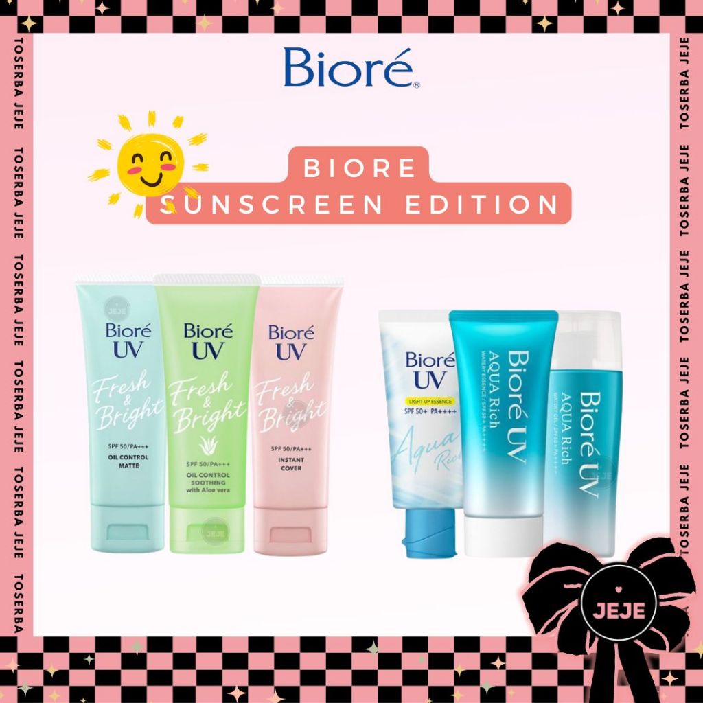 Jual Biore Sunscreen UV Aqua Rich / Fresh & Bright | Oil Control Matte / Instant Cover | Shopee ...