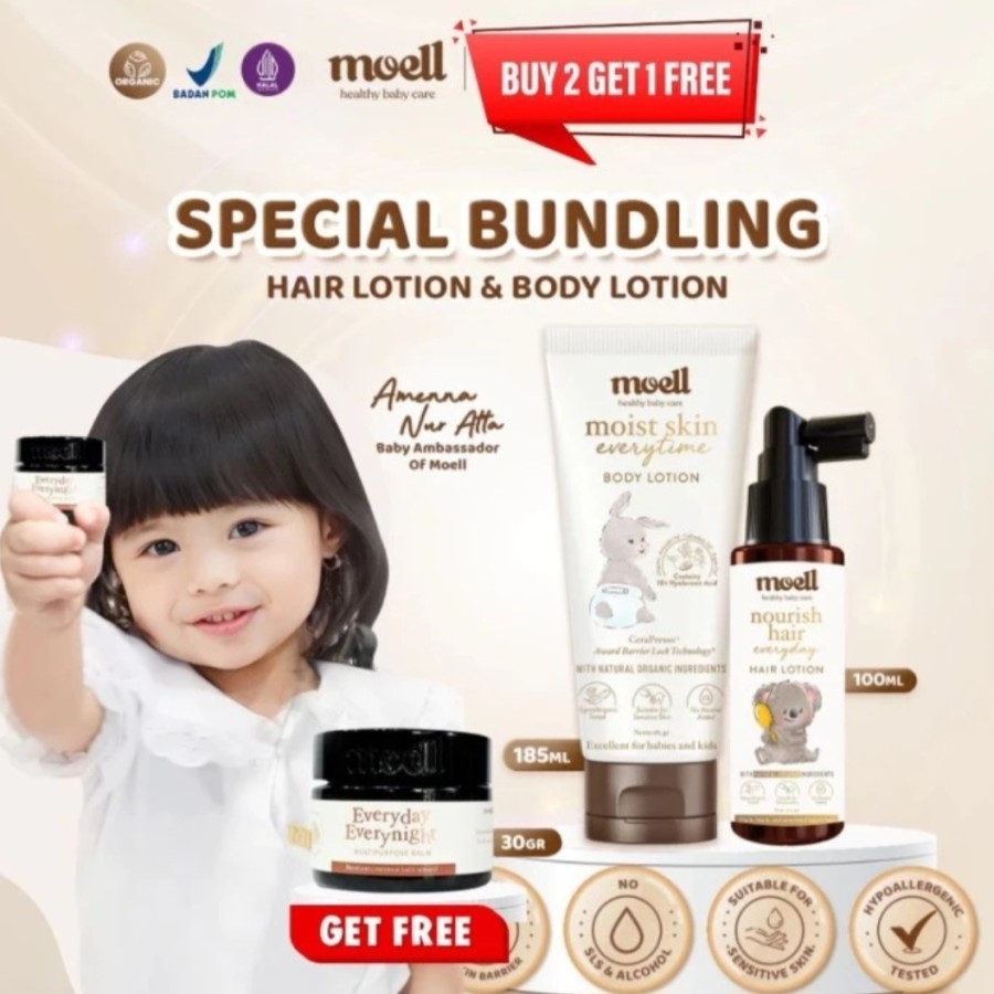 Jual Moell Special Bundling Hair & Skin Combo - Hair lotion+Body Lotion ...