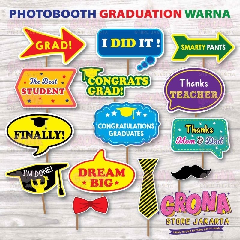 Jual ACC Photobooth Graduation Warna / Aksesoris Foto Wisuda / Photo ...