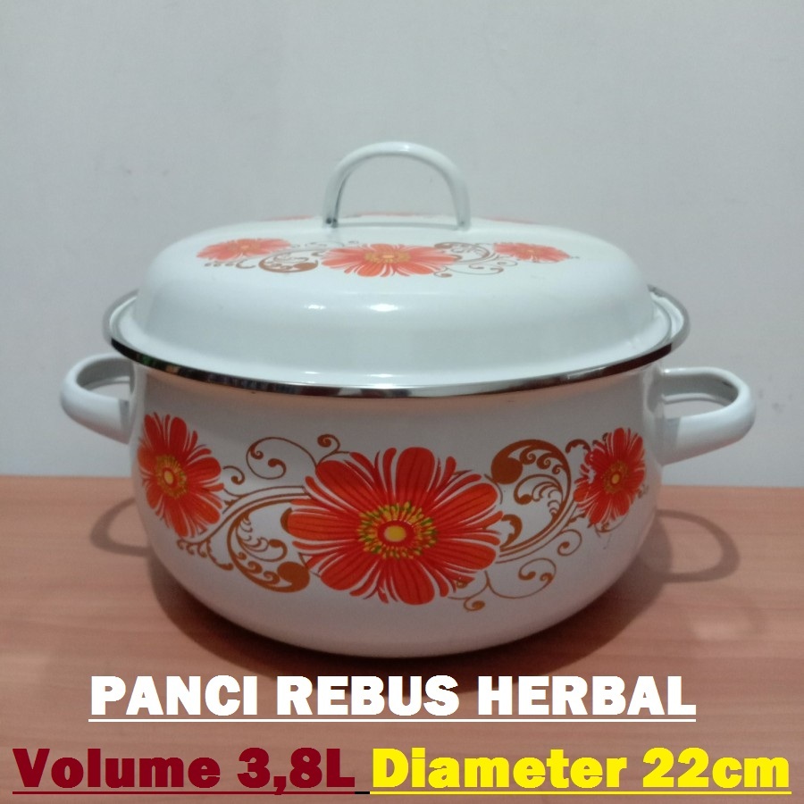 Jual Panci Rebus Herbal 3,8 Liter / Panci Enamel / Panci Sehat / Wadah ...
