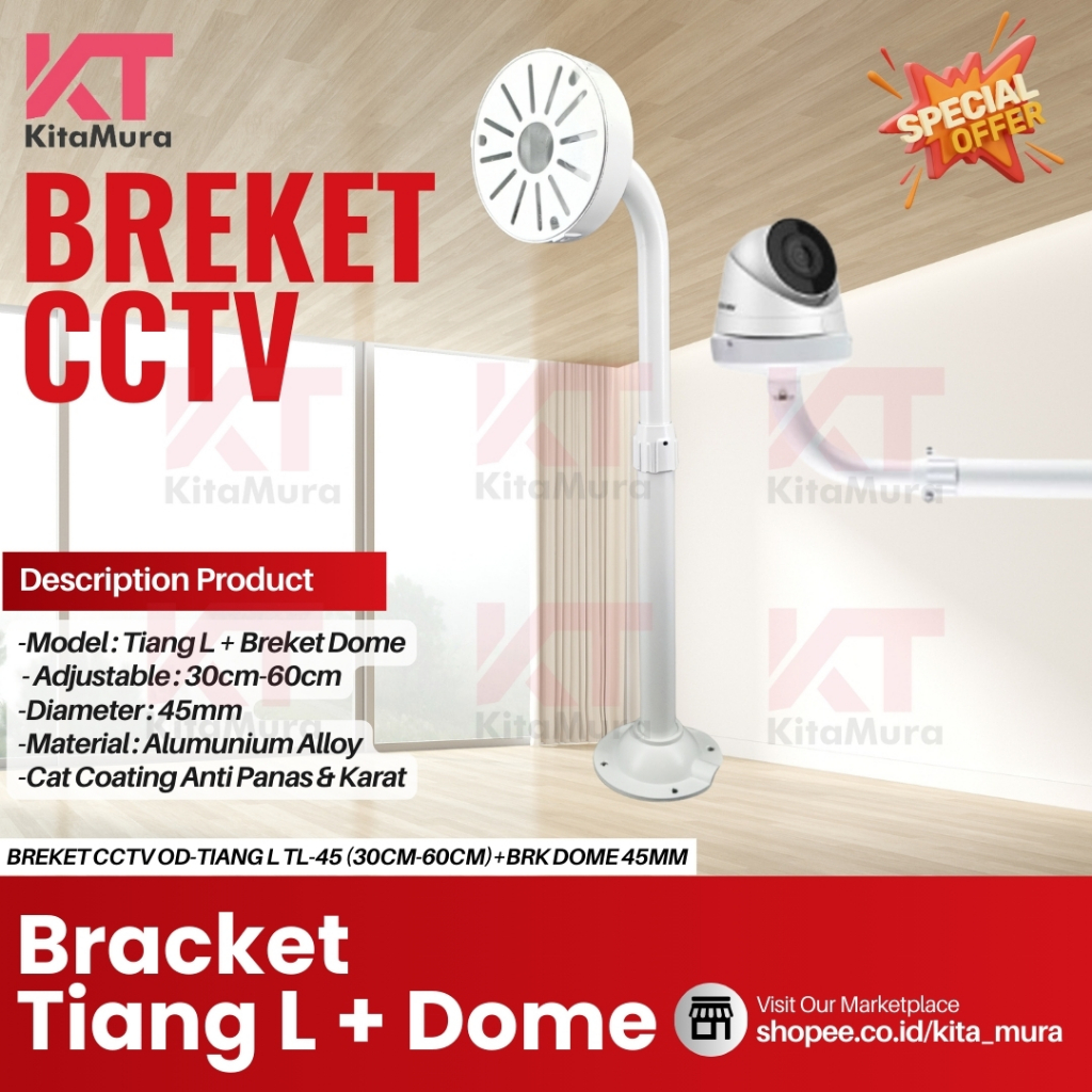 Jual BRACKET CCTV Adjustable Bracket Tiang CCTV Camera 30 - 60 CM L35 ...