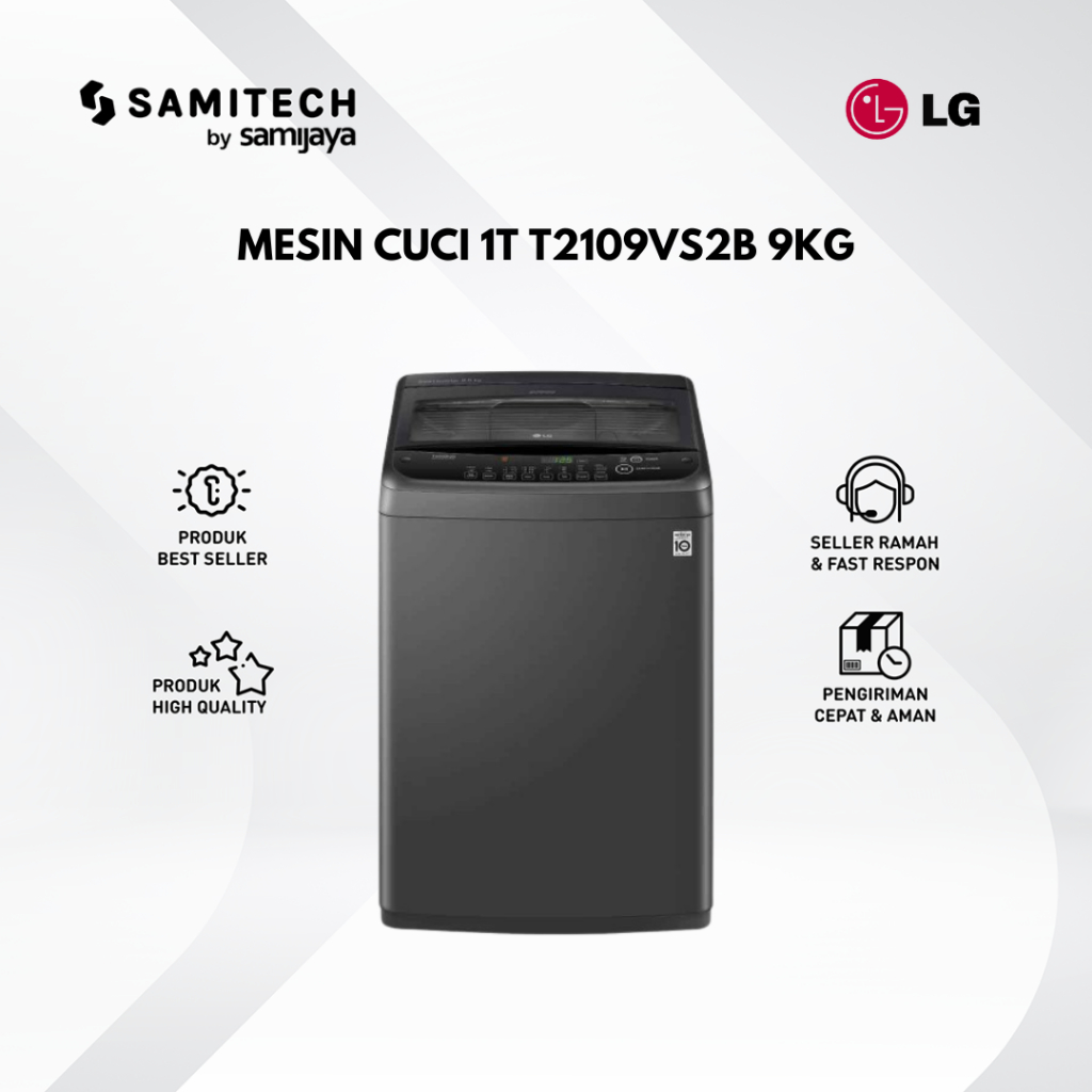 Jual MESIN CUCI 1 TABUNG TOP LOADING LG T2109VS2B T2109 9KG INVERTER ...