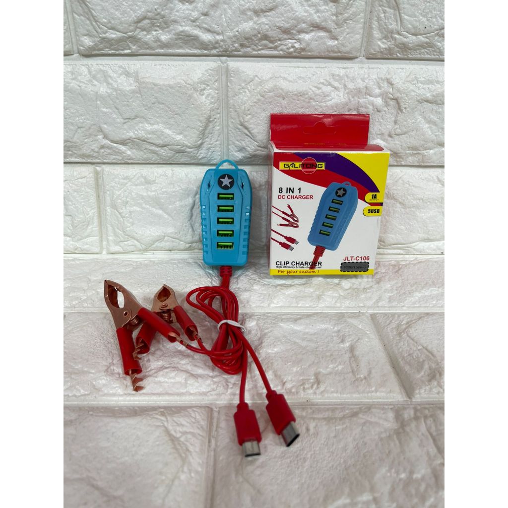 Jual Charger Aki Galitong 8in1 + 5 USB JLT-C106 DC Charger TC Aki Clip ...