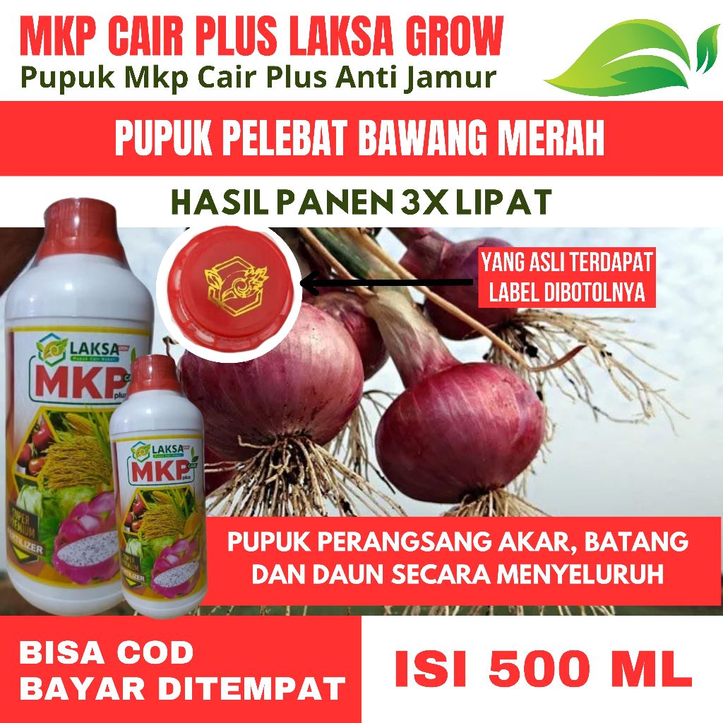 Jual Pupuk Pelebat Bawang Merah dan Anti Rontok MKP Cair Plus LAKSA Grow isi 500 Ml | Shopee ...