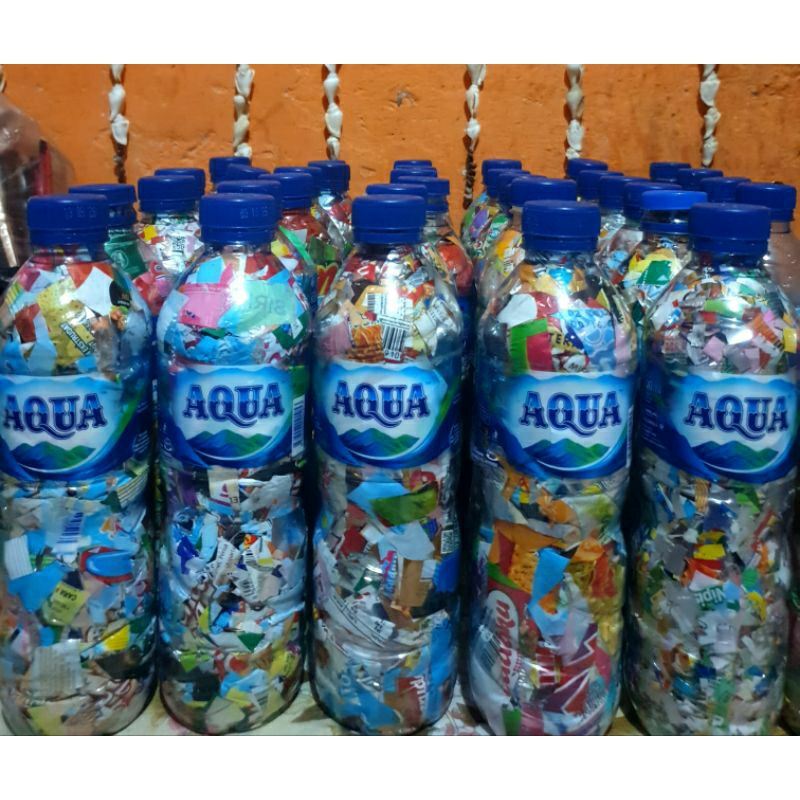 Jual Ecobrick Aqua 600 Ml | Prakarya Sekolah | Botol Sampah | Shopee ...