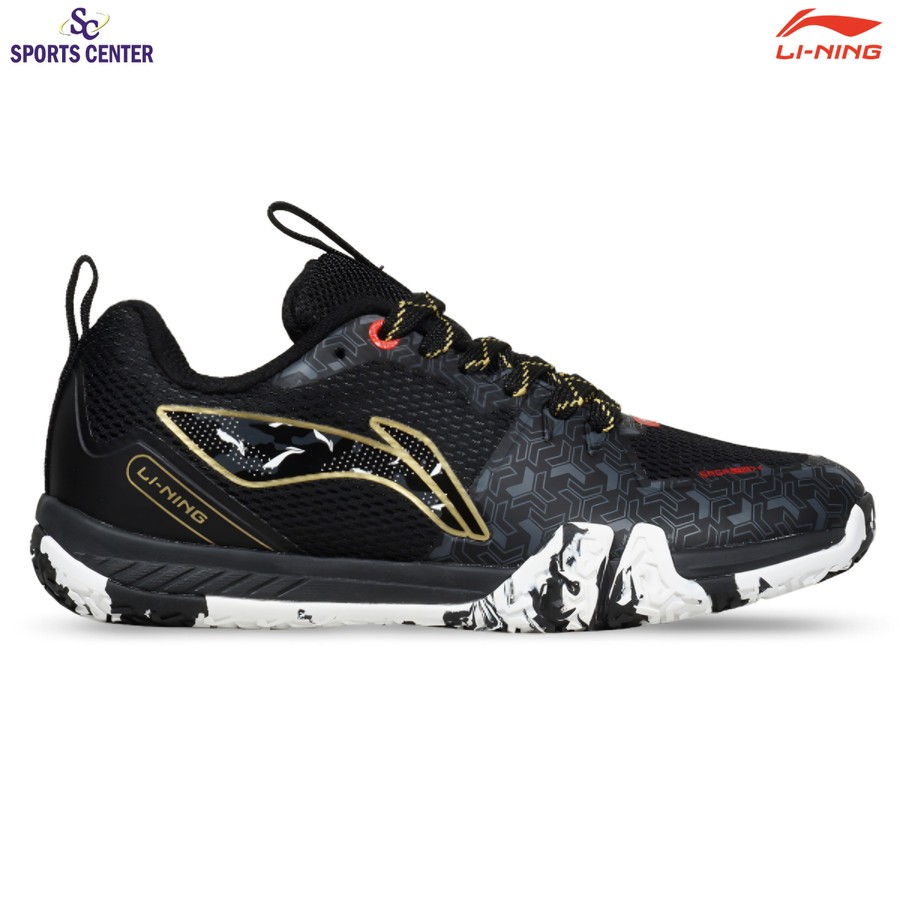 Jual New Sepatu Badminton Lining Saga Lite X AYTU037 Black Gold ...