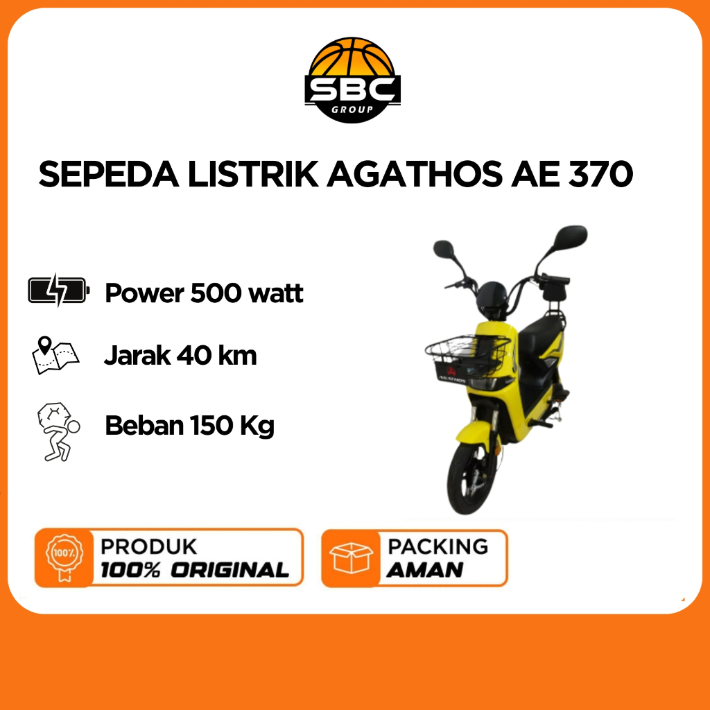 Jual SEPEDA LISTRIK AGATHOS AE 370 KUNING | Shopee Indonesia