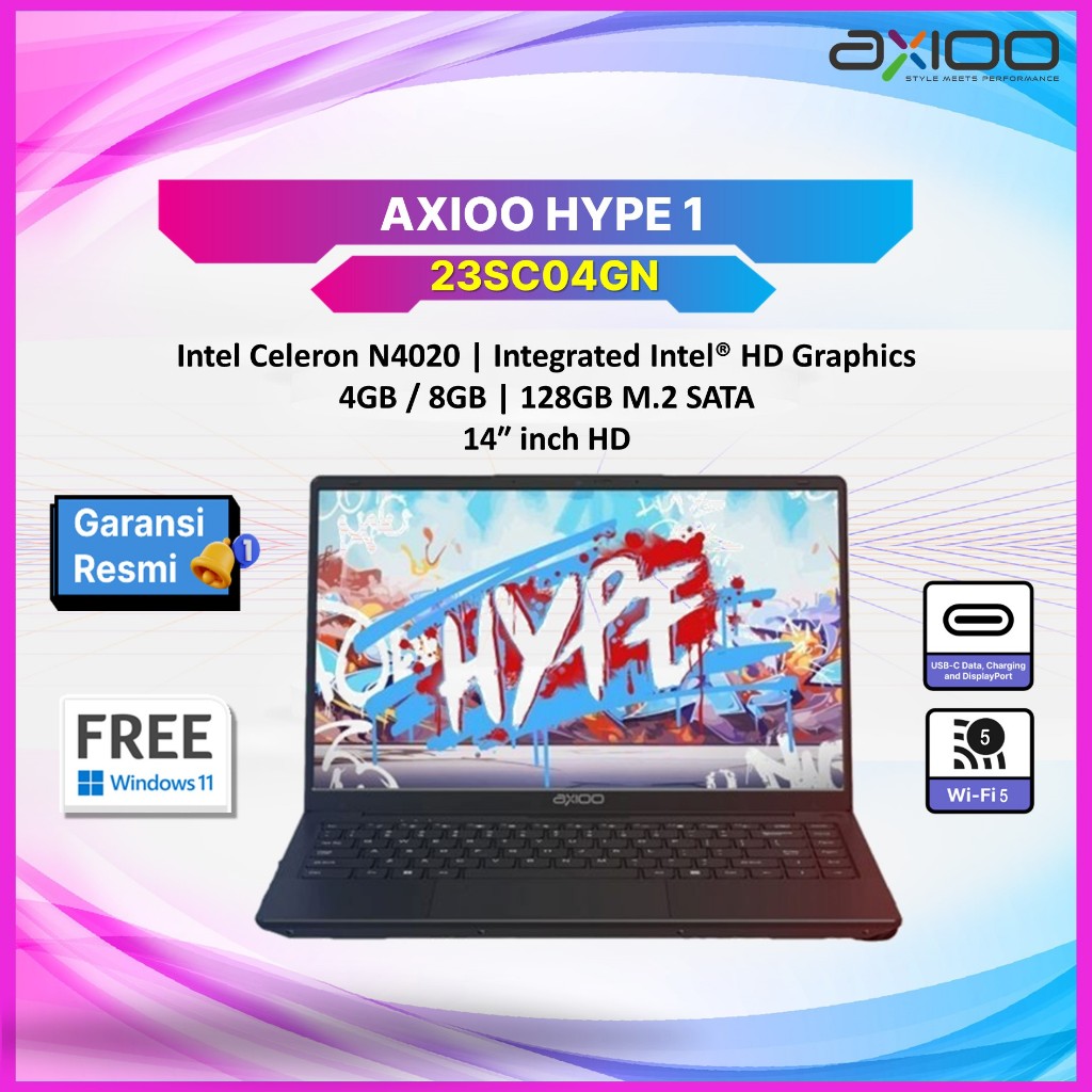 Jual AXIOO HYPE 1 Intel Celeron N4020 4GB/8GB 128GB SSD Win11 14" HD ...