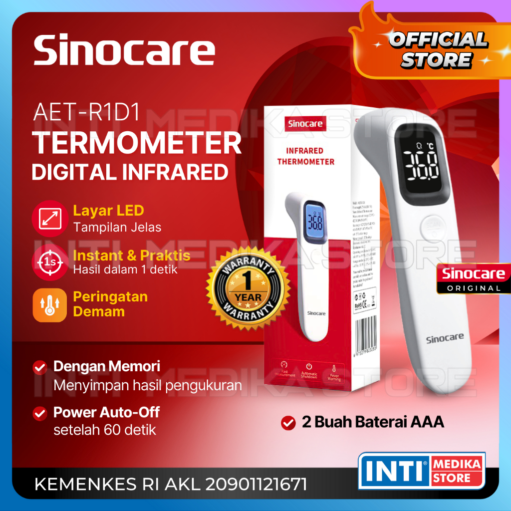 Jual SINOCARE - Termometer Infrared AET-R1D1 | Thermometer Dahi Digital ...