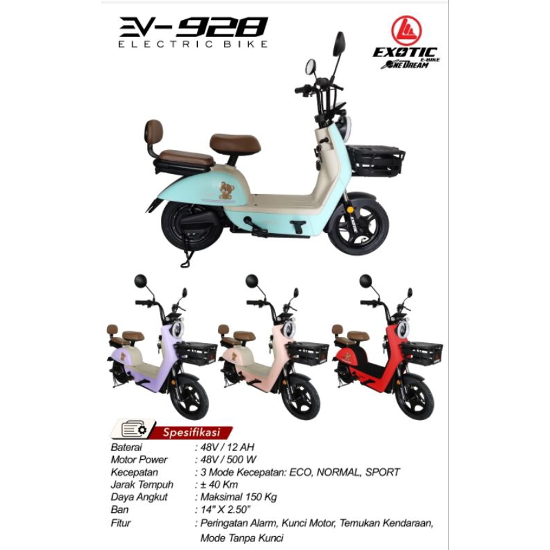 Jual Sepeda Listrik EXOTIC EV 928 Harga termurah barang original dan ...