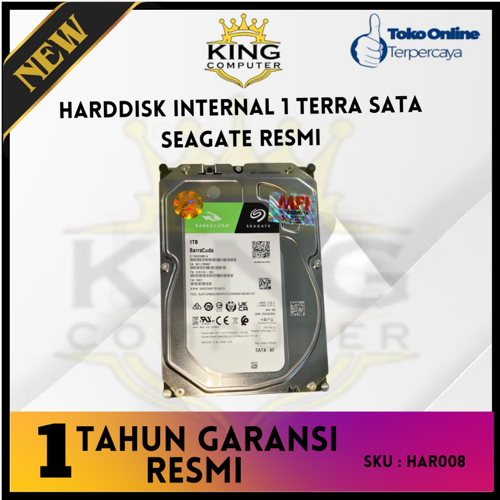 Jual HARDDDISK INTERNAL PC 3.5 INCH 1 TERRA SATA SEAGATE BARRACUDA ...