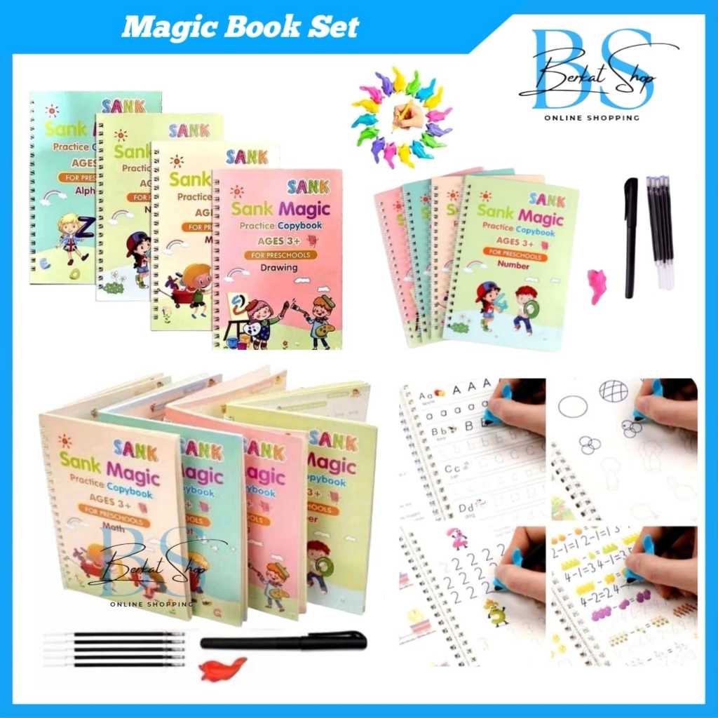 Jual Magic Book 1 Set Isi 4 Buku Belajar Menulis Huruf Dan Angka