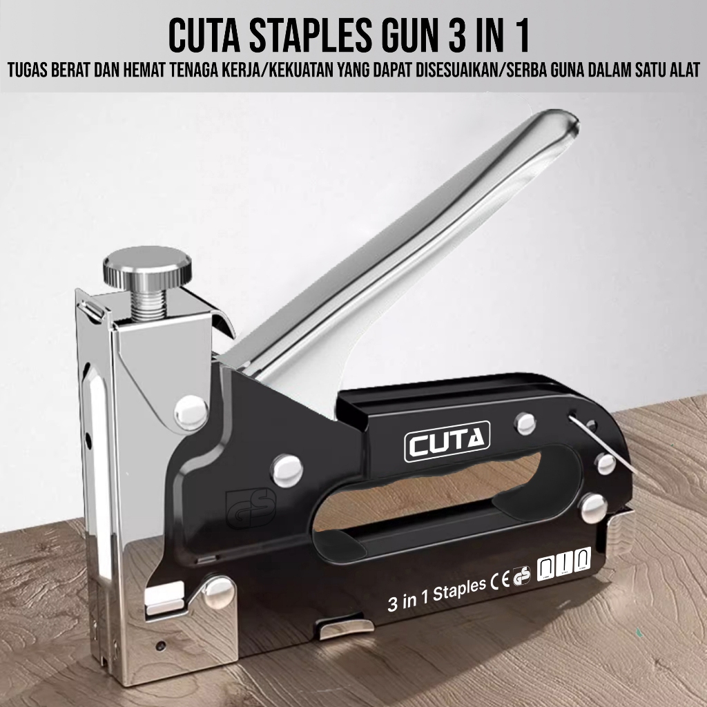 Jual CUTA Staples Gun 3 in 1 Chromium Staples Tembak Hekter Tembak Gun ...
