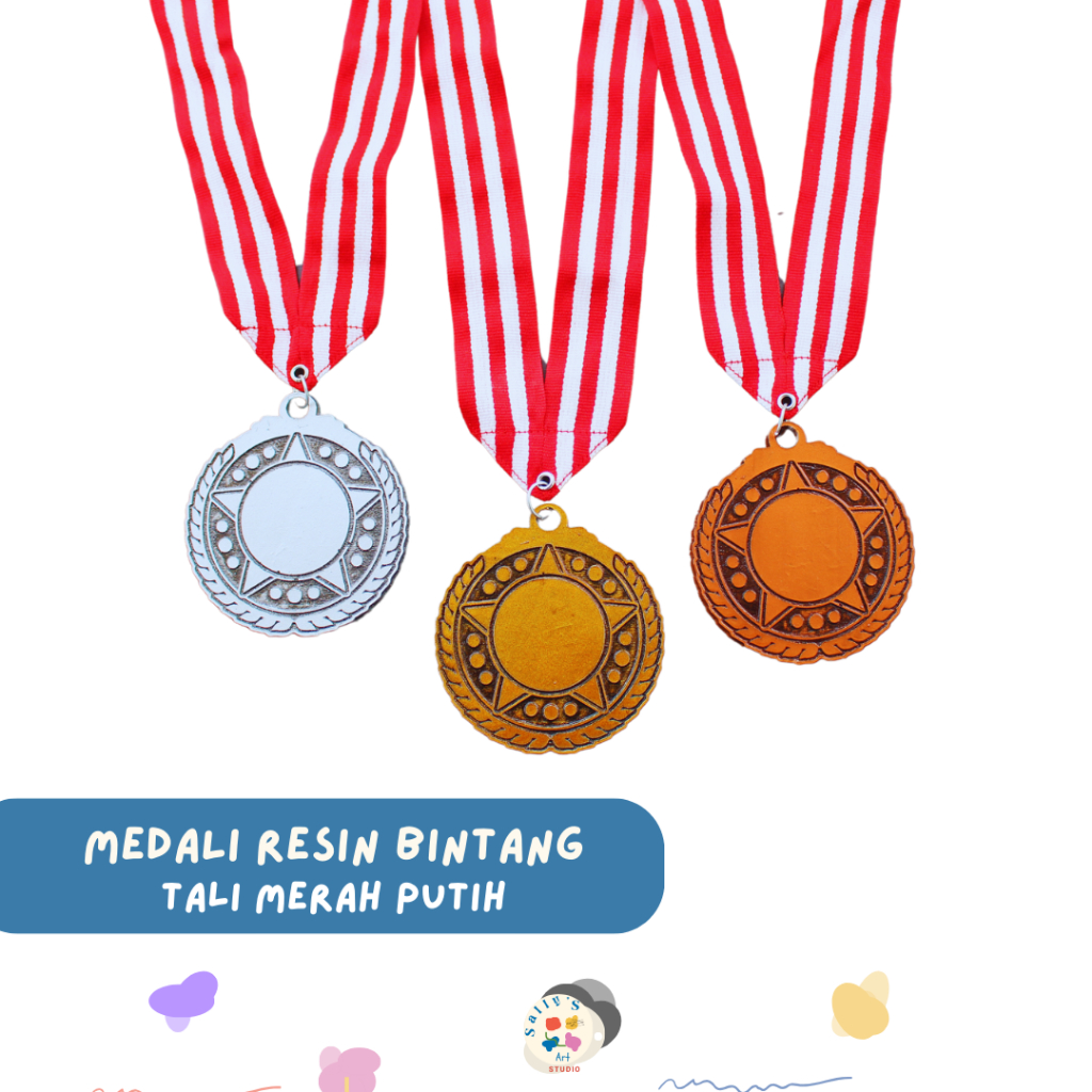 Jual Medali Resin Bentuk Bintang Penghargaan Lomba Kejuaraan Souvenir ...