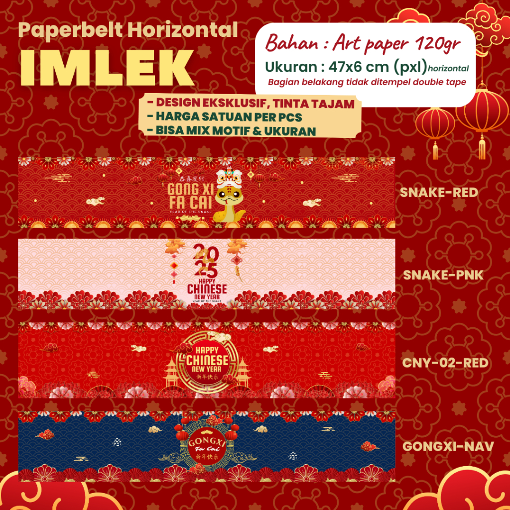 Jual Paper Belt Imlek 2025 Year of Snake Paperbelt Label Toples CNY ...