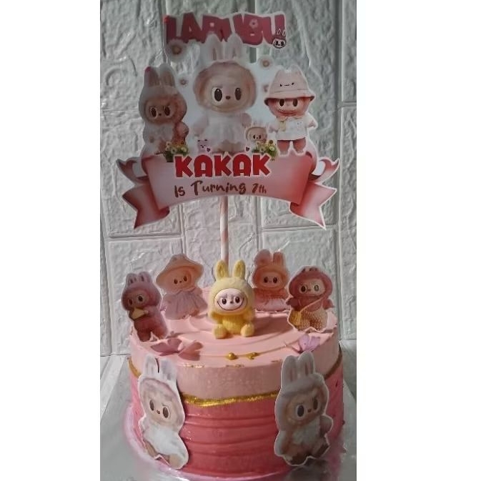 Jual Cake topper labubu free custom nama | Shopee Indonesia